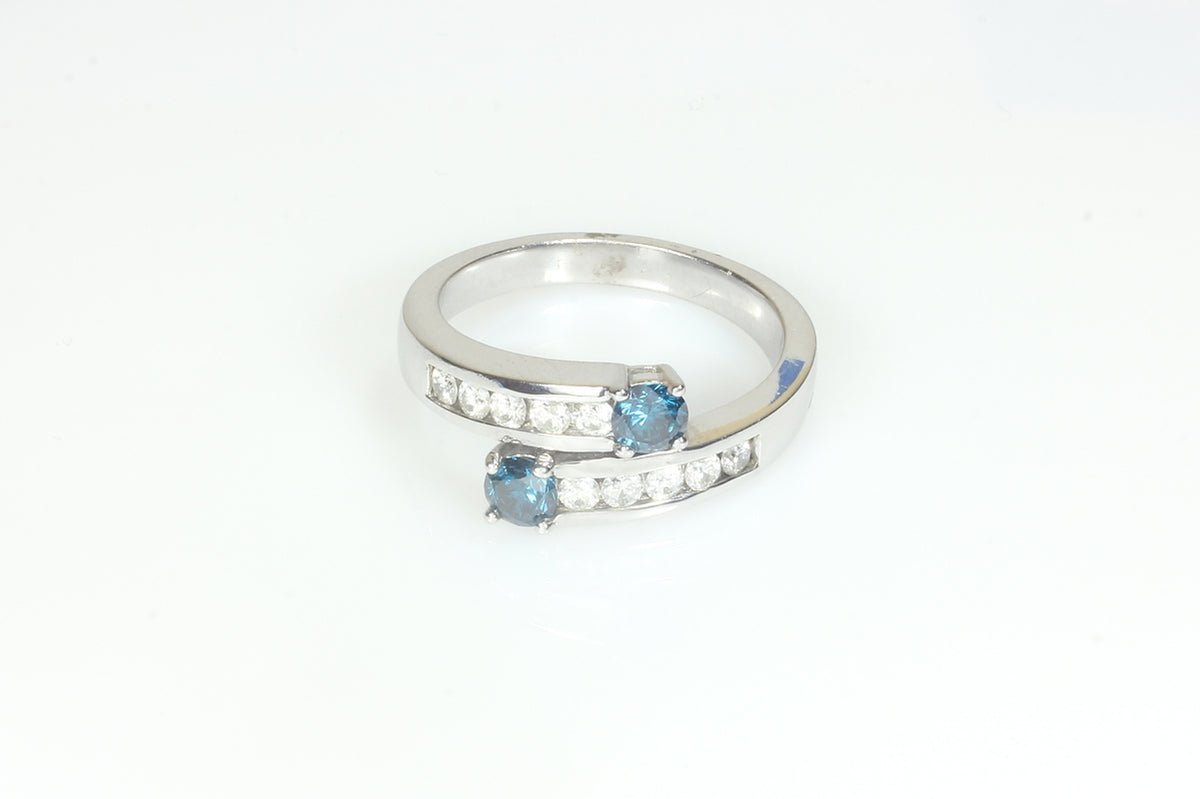 Unique Blue with White Diamond Ring – Eden Jewelers